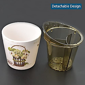 TEANXU Plastic Silverware Holder for Countertop Cutlery Holder Flatware Caddy, Kitchen Utensil Holder, Round