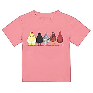 VILOVE Chicken Farmer Toddler T-Shirt Cute Chicken Farm Cotton Boy Girl Clothes (Pink, 4-5T/Tag120, 4_Years)