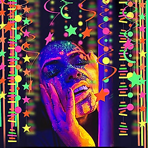 508feet Paper UV Neon Garland Black Light Neon Streamers Glow in The Dark Party Supplies for UV Blacklight Reactive Fluorescent Wedding Birthday Neon Party Supplies and Decorations