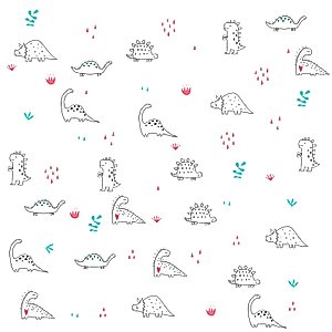 Maydahui Cute Black Dinosaur Wall Sticker Minimalist Dino Animal Plant Wall Decals(50x50 Inch) Peel & Stick Removable Decals for Girls Boys Bedroom Playroom Nursery Décor