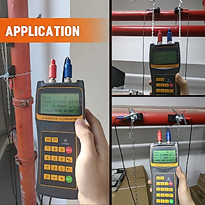 Bonvoisin Handheld Ultrasonic Flow Meter Portable Clamp on Flowmeter with Data Output S1+M2 Sensors for Seawater Alcohol Industrial Sewage DN15-700mm (1/2-28")