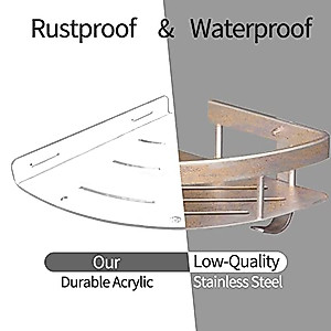 JINSHVEG Acrylic Corner Shower Caddy 2 Packs, Shower Caddy Shelf, Clear Bathroom Organizer Shelf Storage Wall Mounted, Adhesive No Drilling for Bathroom, Toilet, Kitchen and Dorm