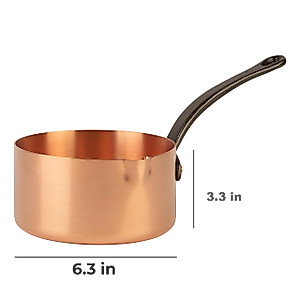 Cuisine Romefort | pure copper saucepan with pouring spout 1,5 qt | ideal for sweets or sauces, sugar pot, casserolle
