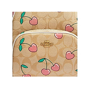 COACH Women's Mini Court Backpack (Cherry Signature - Light Khaki Multi), One Size