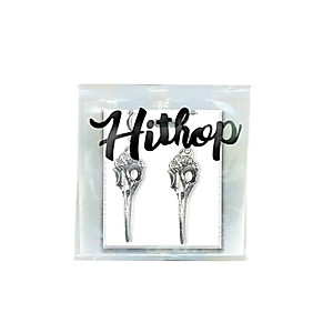 Hithop Halloween Jewelry Silver Crow Skull Earrings Charm Dangle Earrings Raven Earrings Bird Skull Jewelry Gothic Gift Set Punk Design