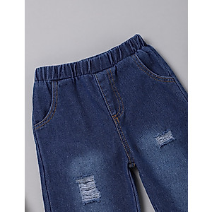 oklady Boy Clothes 5T 6T Long Sleeve Letter Sweatshirts Top and Ripped Jeans Pants Toddler Boys Fall Winter Outfits