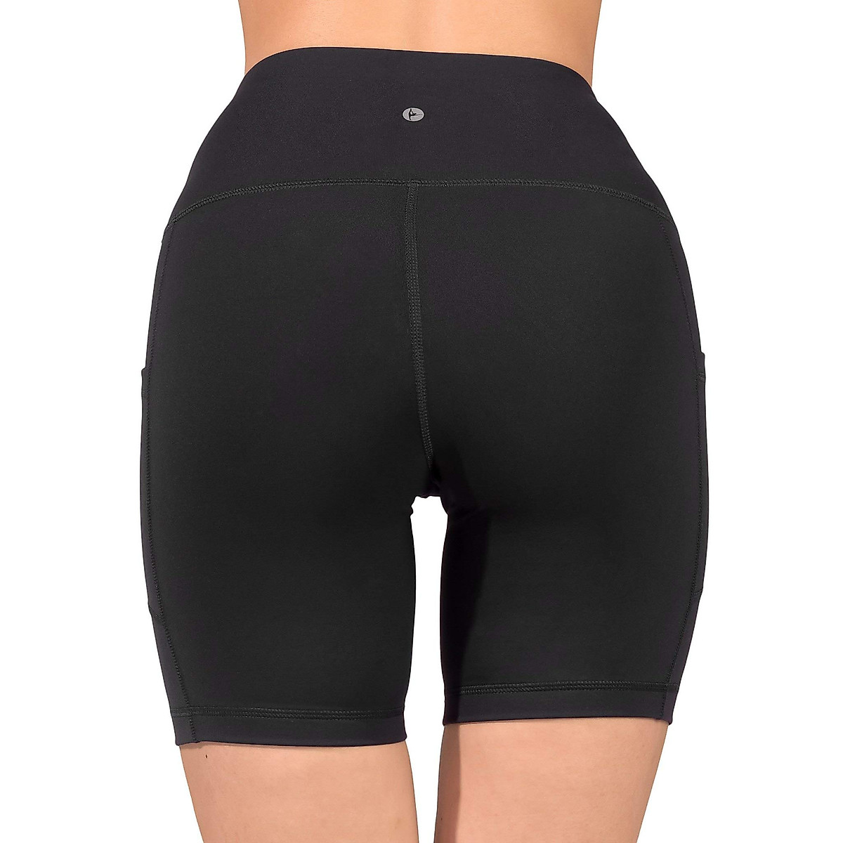 90 Degree By Reflex - High Waist Power Flex Biker Shorts with Side Pockets - 5", 7", 9" - Black 7" - Medium