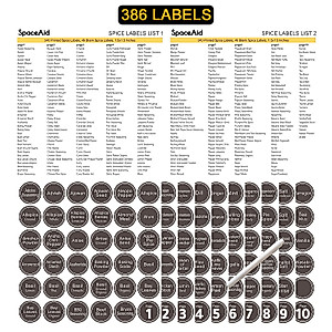 SpaceAid Spice Rack Organizer with 28 Spice Jars, 386 Spice Labels, Chalk Marker and Funnel Set for Cabinet, Countertop, Pantry, Cupboard or Door & Wall Mount - 28 Jars, 13.4" W × 10.8" H