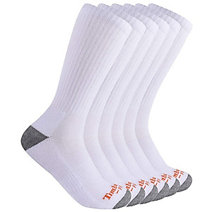 Timberland PRO Men's 6-Pack Performance Crew Length Socks, White, M