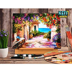 KEFF Oil Paint Set for Adults and Kids - Art Supplies Painting Kits with 24 Oil Paints, Stretched Canvas, Art Easel, Brushes, Palette, Knives and Paper Pad