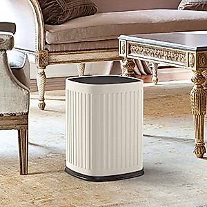 Mbillion Small Trash Can Open Top Metal Waste Bin 2.1Gal/8L,Stainless Steel Garbage Can with Inner Bin Hide Trash Bags, Double Layer Trash Can, Non-Slip Bottom Trash Bin, Without Lid