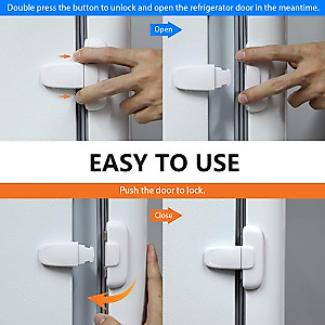 Home Refrigerator Fridge Freezer Door Lock, Latch Catch Toddler Kids Child Fridge Locks Baby Safety Child Lock, Easy to Install and Use 3M Adhesive no Tools Need or Drill(1 Pack, White)