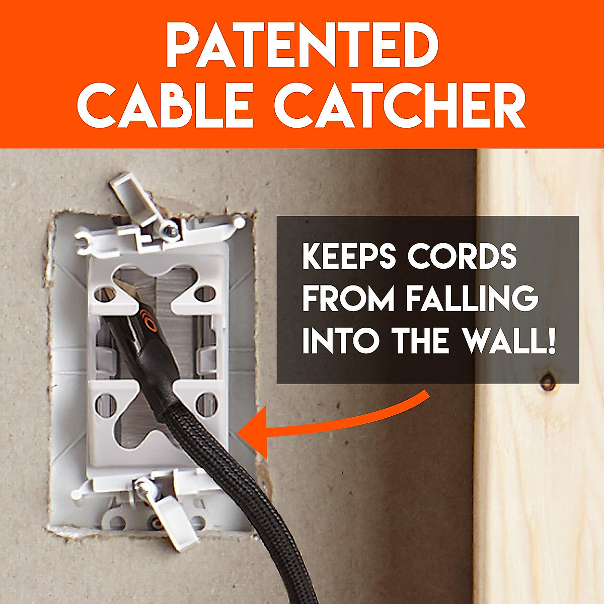 ECHOGEAR Wall Brush Plate for Hiding Up to 8 Low Voltage Cables - Sturdy Brushes with Cable Catching Design - Ideal Cable Pass Through for Wall Mounted TVs