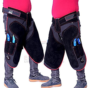 Equine Care Farrier Chaps 4 Knife Pocket, Nail Magnet Cow Hide Leather & Canvas Shoeing Apron 29 inches- 75CM.