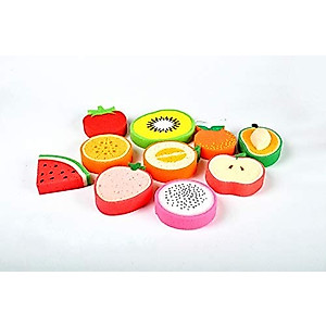 Prasa Scrub Sponge, Multi-Use Cute Fruit Pattern Sponges Scrubber Bath Cleaning Sponges Scrubbing Sponges Use for Bathroom & More(random-10pcs)