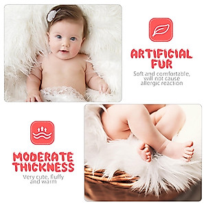 Amosfun Baby Photo Shoot Props White Fur Blanket for Baby Photoshoot Props Baby Shower Photo Props Newborn Photo Accessories Faux Fur Blanket Baby Photoshoot Props White Fluffy Rug
