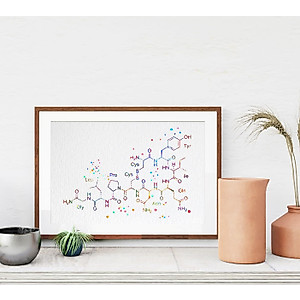 Dignovel Studios 8X10 Unframed Oxytocin Molecule Love Molecule Symbol Chemistry Watercolor Art Print Poster Housewarming Wall Giclee Office Home Decor DN537