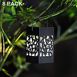 Twinkle Star 8 Pack Outdoor Solar Lanterns Hanging Solar Lights with Handle, Christmas Garden Tree Yard Patio Holiday Decorations