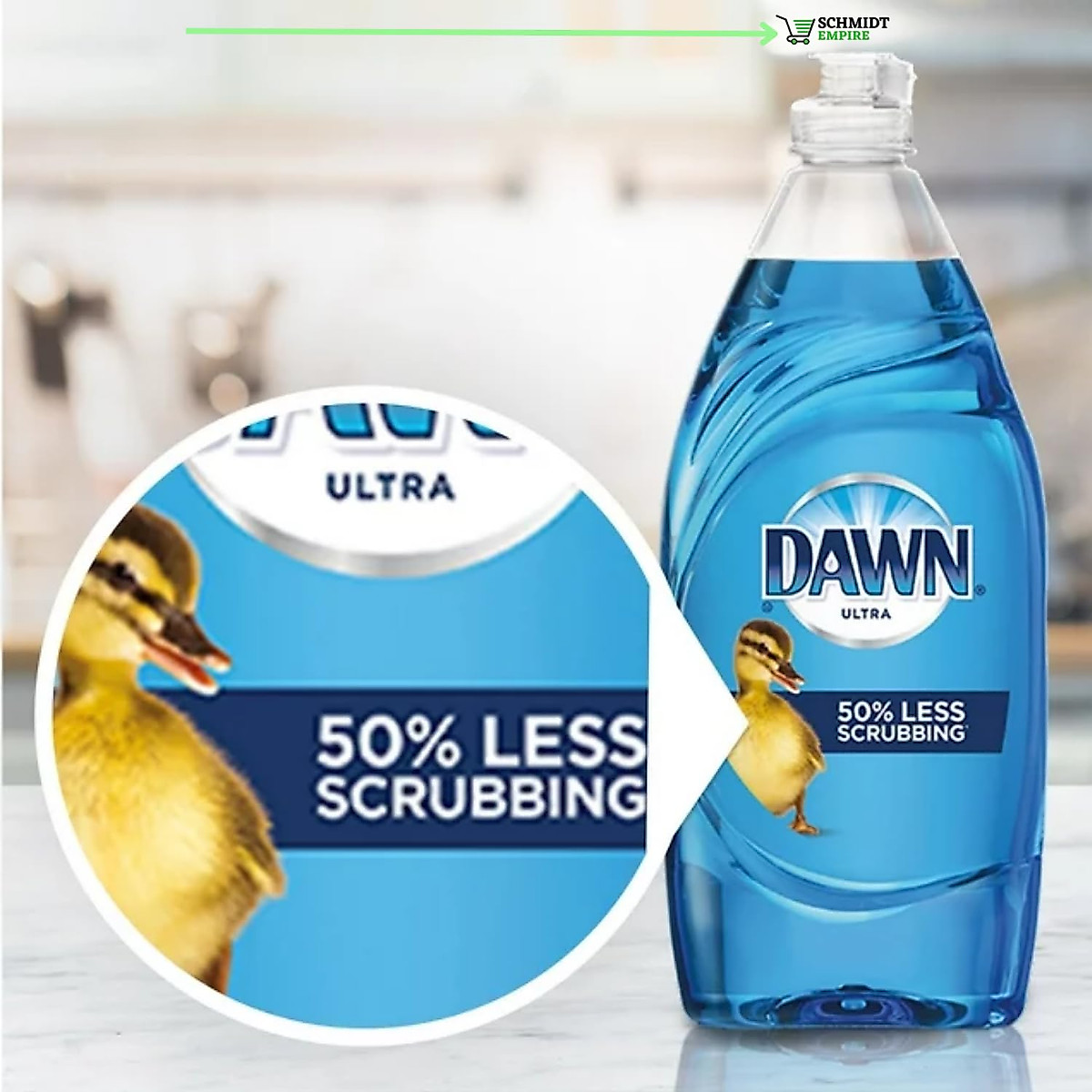 Ultra Dawn Liquid Dishwashing Soap (original scent 18 fl oz) includes SchmiidtEmpire Sticker + Cleaning Sponge (Pack of 3)