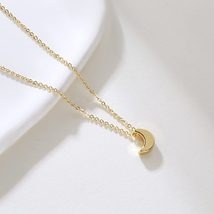 Tasiso Dainty Moon Pendant Necklace for Women 14K Gold Crescent Moon Long Necklace Delicate Bohemian Charm Necklace Minimalist Jewelry Gifts