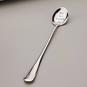 His and Her Gifts Coffee Spoons for Couples Anniversary Valentines Day Gifts for Her Him Birthday Gifts for Boyfriend Girlfriend Ice Cream Spoon Tableware 2pcs