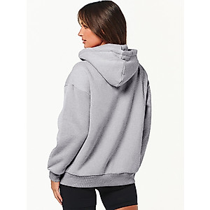 Caracilia Womens Zip Up Hoodies Oversized Long Sleeve Sweatshirts Y2K Hoodie for Teen Girls 2024 Fall Jacket Preppy Clothes Light Grey Large