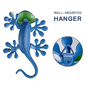 YEAHOME 4 Pack Metal Geckos Inspirational Wall Art, Mexican Outdoor Wall Decor with Shaking Head, Lizard Wall Sculptures & Statues for Farmhouse, Porch, Patio, Lawn, Fence, Backyard