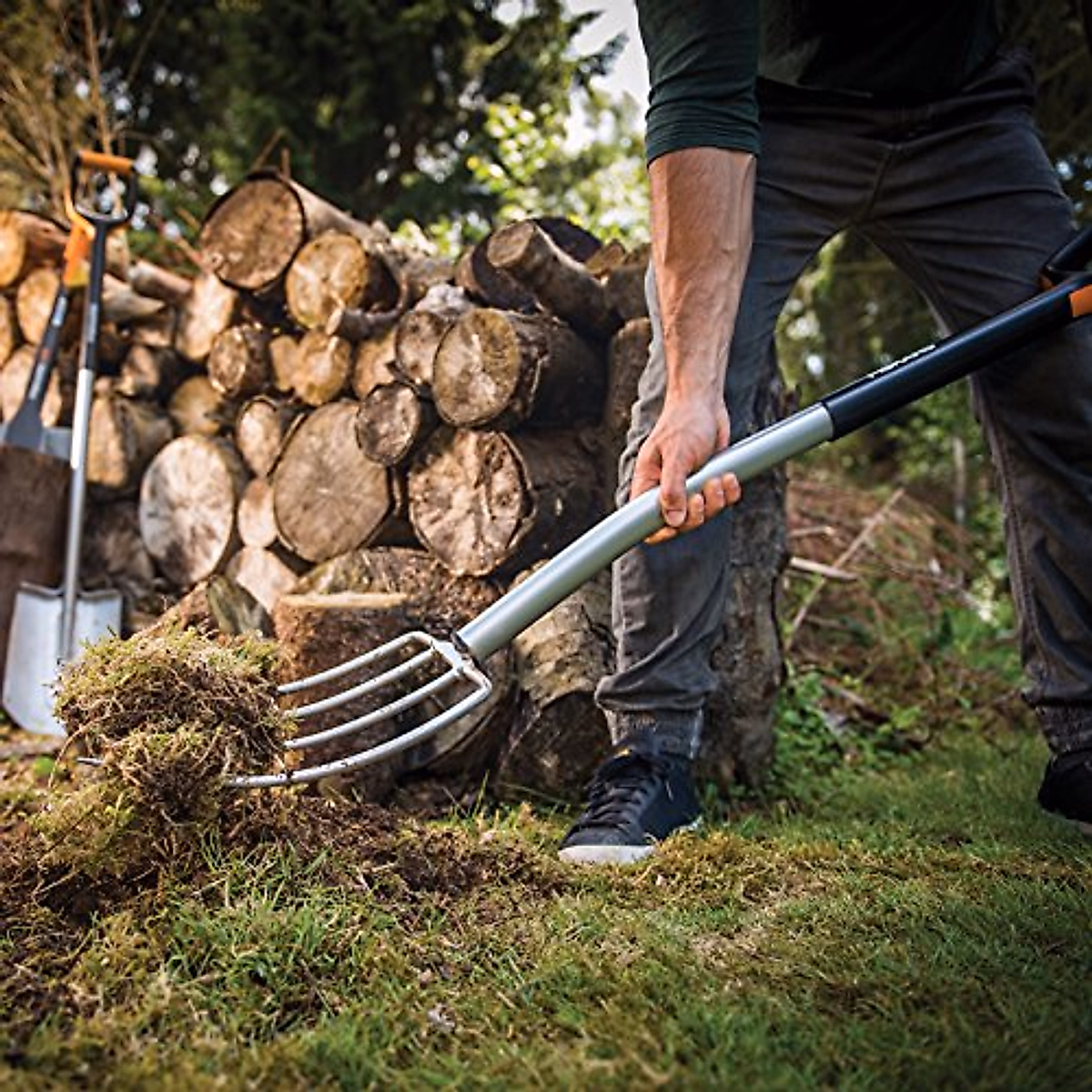 Fiskars 1003687 Xact, Compost Fork 120 cm, Silver