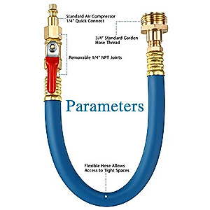 RV Winterizing Kit Sprinkler Blowout Adapter with Shut Off Valve, Air Compressor Quick Connector, 12 Inch Garden Hose, Male Female Faucet Connect for RV, Camper, Ship