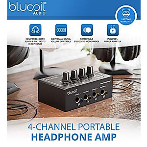 Audio-Technica ATH-M30x Professional Studio Monitor Headphones for Studio Tracking and Mixing (Black) Bundle with Blucoil 4-Channel Headphone Amplifier, and 6-FT Headphone Extension Cable (3.5mm)