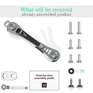 Compact Key Holder for Keychain for Up To 14 Keys - Aircraft Grade Aluminum Key Organizer Keychain, Minimalist Style Key Chain Pocket Clip Design Grey