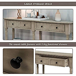 HOUAGI Console Table with 2 Storage Drawers and Bottom Shelf,Retro Entryway Table,Sofa Table Entrance Table for Entryway,Hallway,Living Room,Foyer, Corridor,Office,Easy Assembly