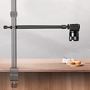 JUSMO Auxiliary Holding Arm with 360° Ballhead for Small Camera/Gopro/Light/Webcam and More, Suitable for 20mm-30mm Rod Pole (LS02A)