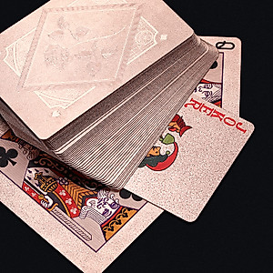 Zayvor 2 Decks Playing Cards Foil Poker Cards Deck of Cards 24K Gold Diamond Foil Poker Cards Waterproof Plastic Cards with Gift Box,Game Tools for Family Game Party- Cool Silver and Rose Gold