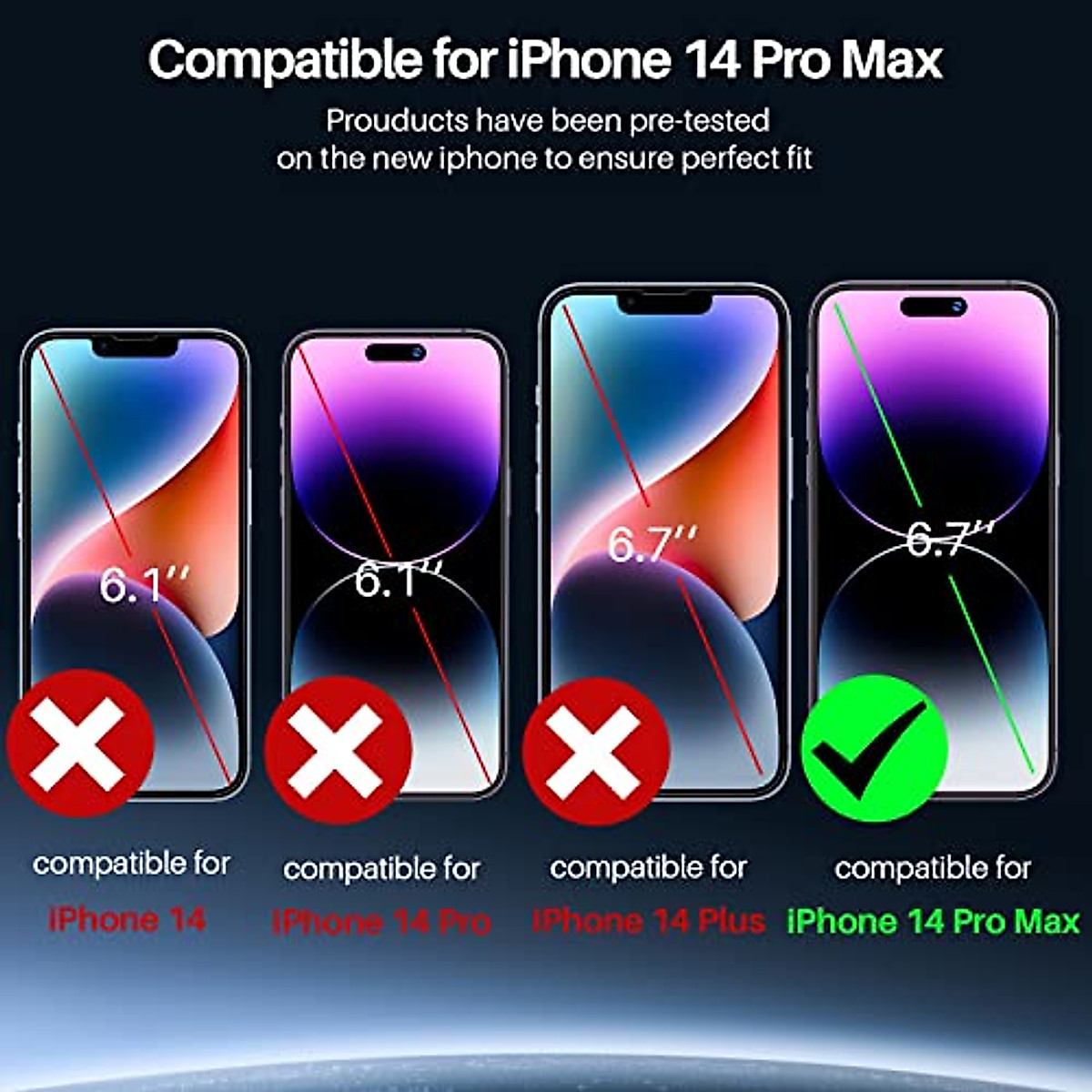 TOZO Compatible for iPhone 14 Pro Max Screen Protector 6.7 inch 3 Pack Premium Tempered Glass 0.26mm 9H Hardness 2.5D Film Easy Install 6.7 inch