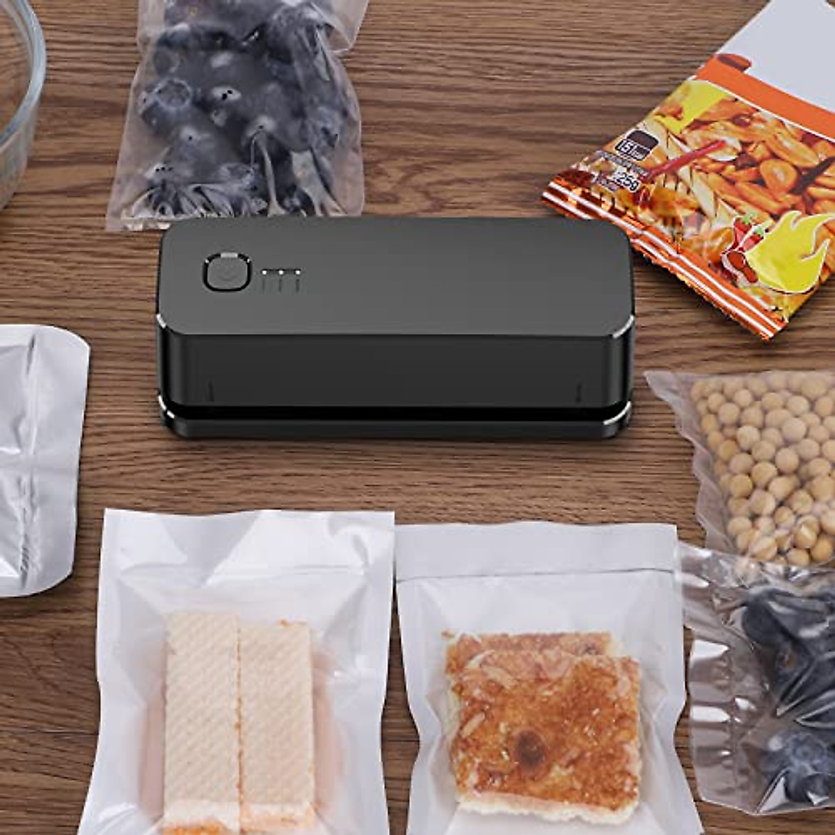 ODSD Mini Heat Sealer, Mini Bag Sealer Heat Sealer, Portable Handheld Bag Resealer Machine for Chip Bags Plastic Bags Food Storage (Black)