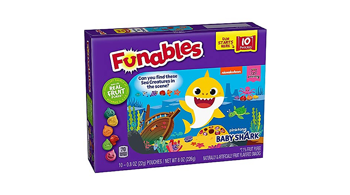Funables Fruit Snacks, Baby Shark Shaped Fruit Flavored Snacks, Pack of ...