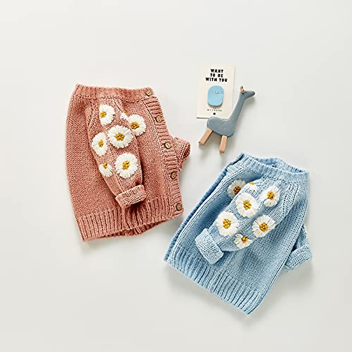 Infant Baby Girl Knitted Cardigan Embroidery Long Sleeve Button Sweaters Tops Casual Jacket Fall Winter Clothes Outfit (Embroidery Pink, 18-24 Months)