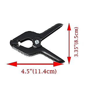 SLOW DOLPHIN Heavy Duty Spring Clamps Clip 4.5 Inch for Muslin/Paper Photo Studio Backdrops Background-6 Pack(Black)