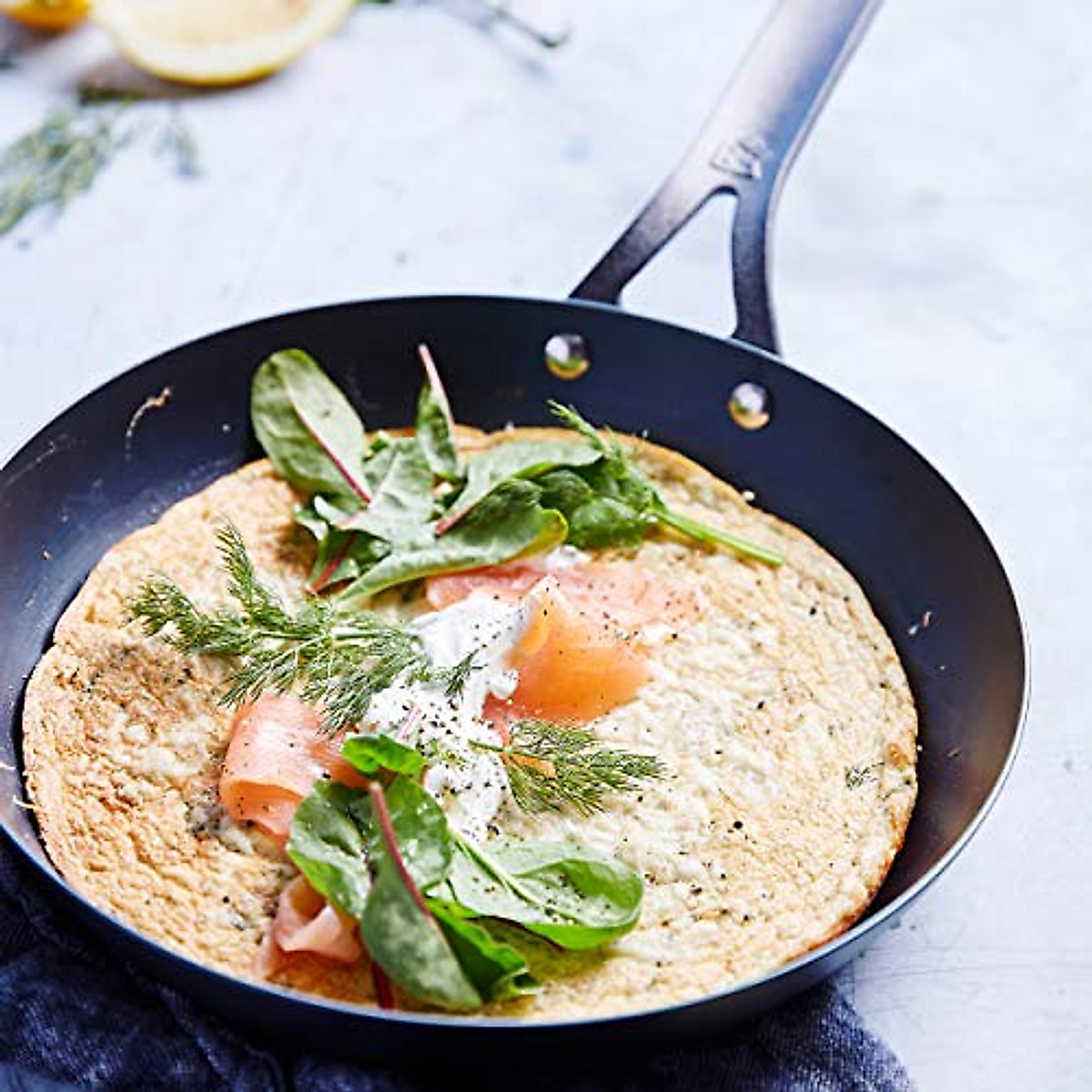 BK Pre-Seasoned Black Steel Carbon Steel Induction Compatible 12" Frying Pan Skillet, Oven and Broiler Safe to 660F, Durable and Professional, Black