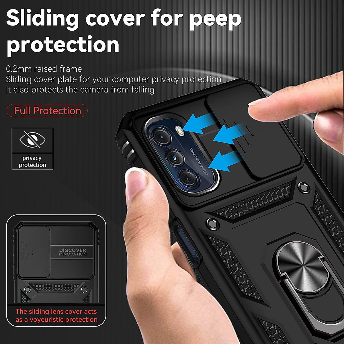 Compatible with Motorola Moto G 5G 2022 Phone Case,[2 Pack] HD Screen Protector.Military Grade Heavy Duty Shockproof Cover Case,Built Camera Protection Cover & Kickstand,for Moto G 5G 2022 Case Black