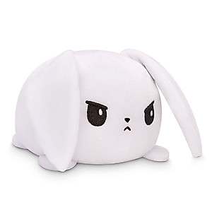 TeeTurtle Reversible Floppy Ear Bunny Plushie - Patented Design, Sensory Fidget Stress Relief Toy, Pink & Blue, Happy + Angry Moods