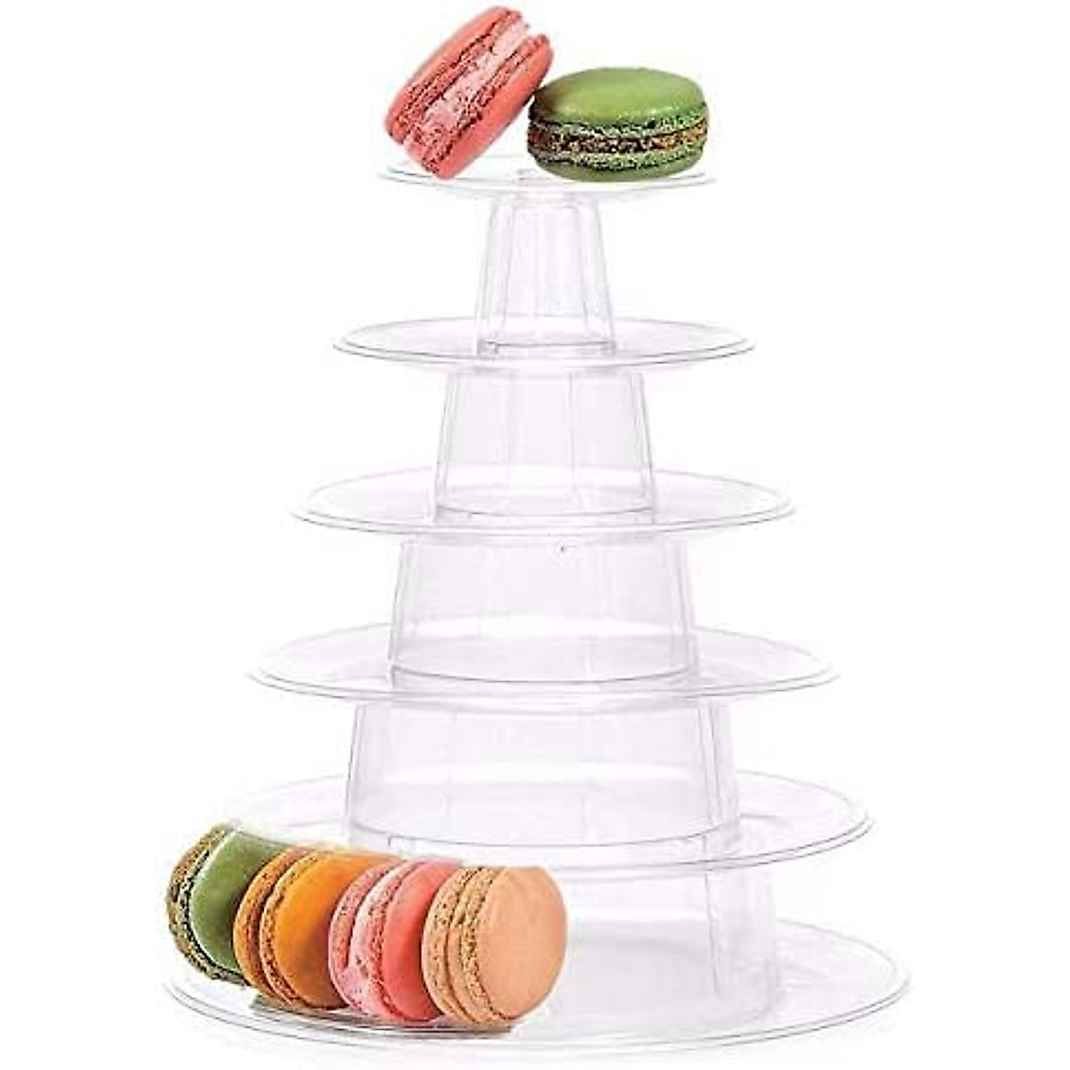 Candora 6-layer Round Macaron Tower Cake Stand Macaron Display Rack for Wedding Birthday Dessert Stand Cake Plate