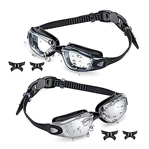 filhodomar Swim Goggles，Pack of 2 Swimming Goggle No Leaking Adult Upgraded Swim Goggles Silver+Clear,Suitable for Adult Men, Women, Teens