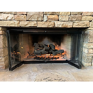 Fireplace Glass Door Set for Heatilator Fireplace Model# E36, E-36I, EC36, EC-36I, EL36, BC36R, BC36C (Black Finish)