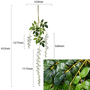 DearHouse 12Pack 3.6 Feet/Piece Artificial Wisteria Vine Garland Hanging Wisteria Garland Silk Flowers String for Home Party Garden Wedding Decor (White)