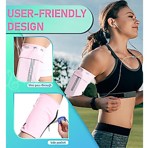 HiRui Running Armband Sleeve Universal Sports Armband Cell Phone Holder Armband for Exercise Workout, Compatible with iPhone 15/14/13/Plus/Pro Samsung Galaxy All Phones (L, Pink)