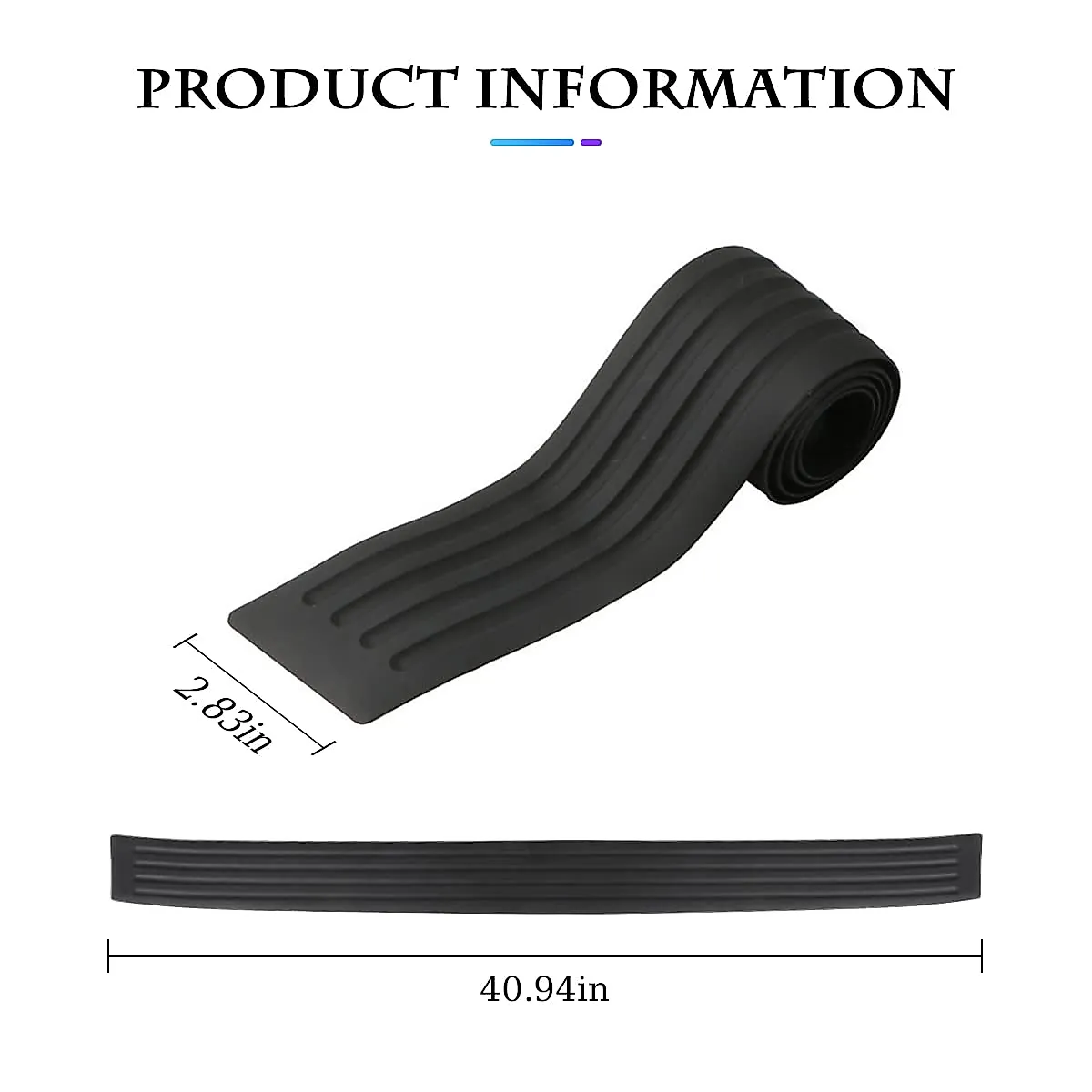 Car Rear Bumper Protector Guard, Universal Black Rubber Anti-Scratch Abrasion Resistant Trunk Door Entry Guards Accessory Trim Cover for SUV, Cars, Car Exterior Accessories (Black/40.9"x3.5")