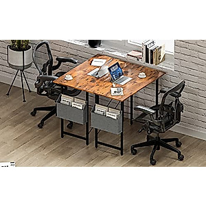 Pamray 47 Inch Computer Desk for Small Spaces with Storage Bag, Home Office Work Desk with Headphone Hook, Small Office Desk Study Writing Table