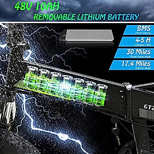 Foldable Electric Bike Fat Tire Mountain Ebike for Adult 20 inch 750W 48V 10AH Battery Power Long Range Electric Bicycle Pedal Assist Front Suspension Shimano 7 Speed Gears Fast Electric Moped 30MPH